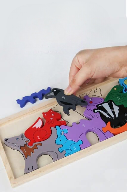 Wooden 3D Animals Puzzle Toy, Stacked Balance Block Board Sensory Game ...