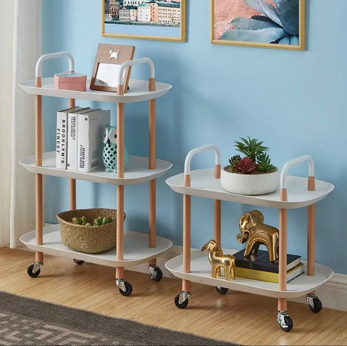 3 Layer Rotatable Trolley, Movable Living Room Storage Trolley, Movabl ...