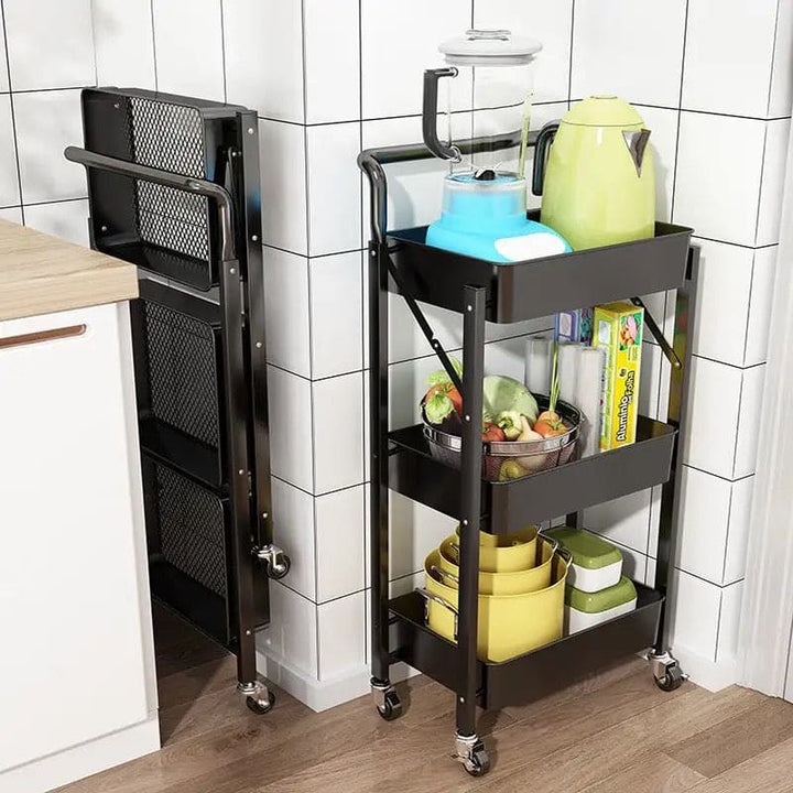 3 Tier Flexible Food Trolley, Home Snack Vegetables Storage Rack with ...