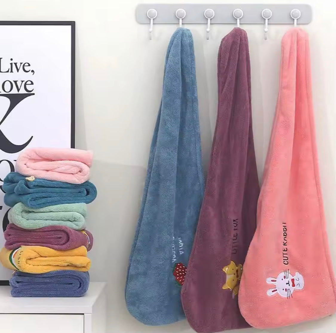 Microfiber Shower Cap Towel, Quick Dry Hair Cap, Bath Hats for Women ...
