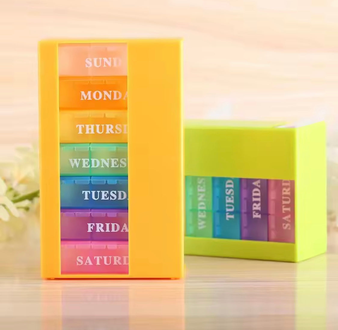 Portable 21 Grids Pills Box Holder, 7 Days Rainbow Color Tablet Pill C ...