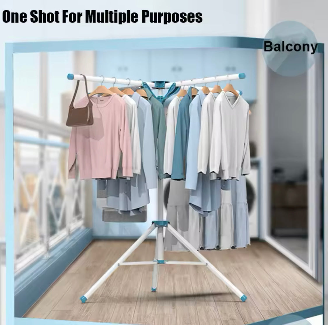 Standing Rack Indoor Garment Clothes Space Saving Clothes Drying Rack eveen.pk