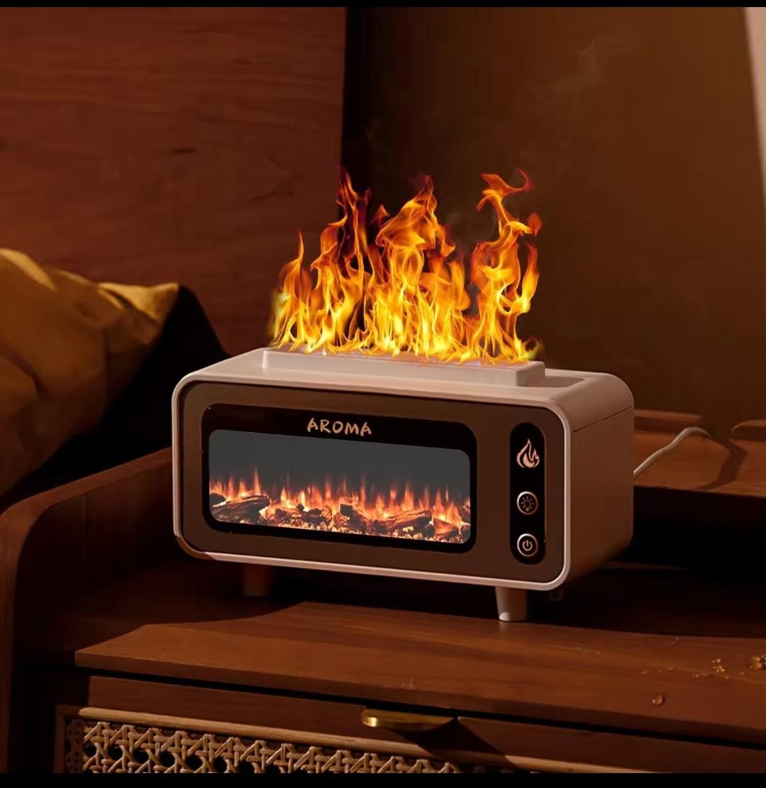 3D Fireplace Aroma Diffuser, Colorful Flame Night Light Humidifier, US ...