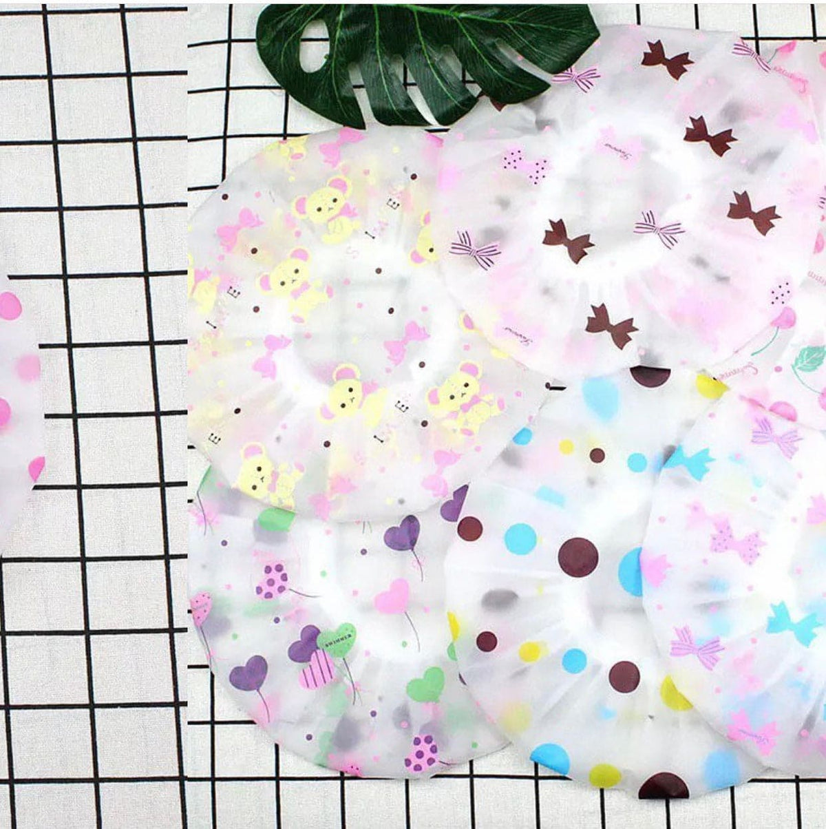Printed Shower Cap, Waterproof Hair Shower Cap, Bath Hat, Bouffant, Re ...